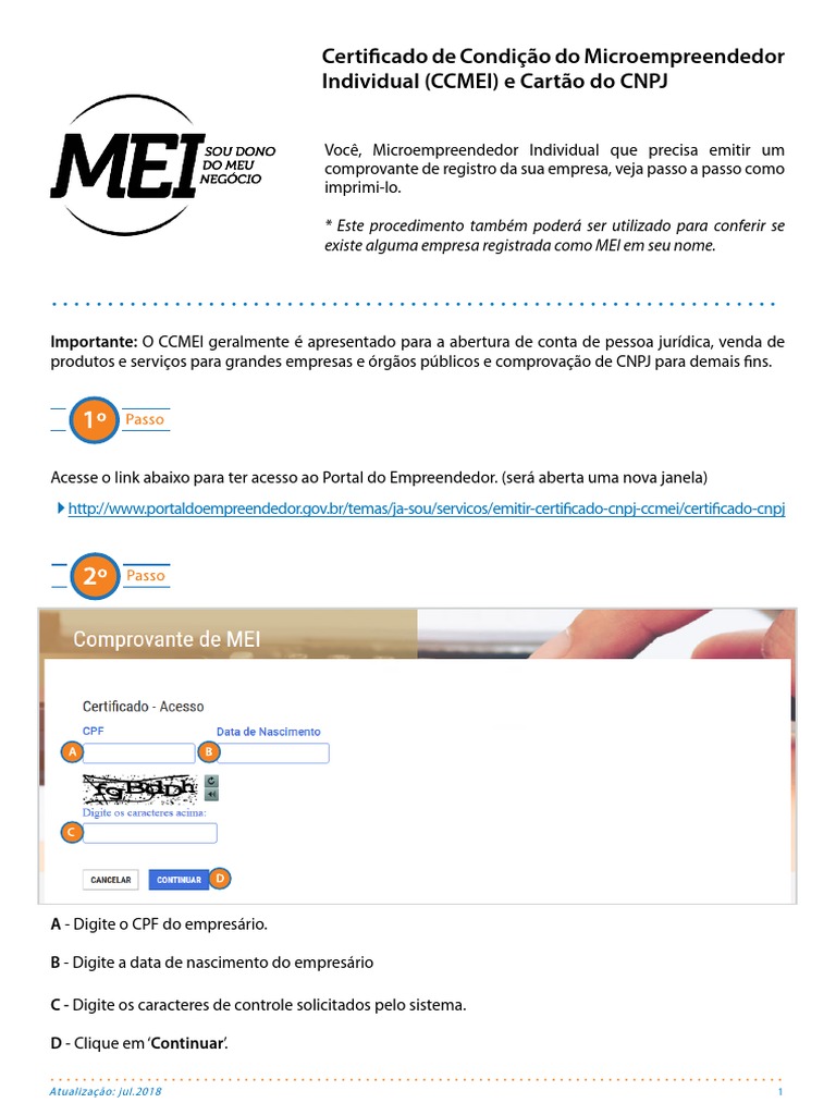Como Emitir CCMEI e Cartão CNPJ MEI | PDF | Informática