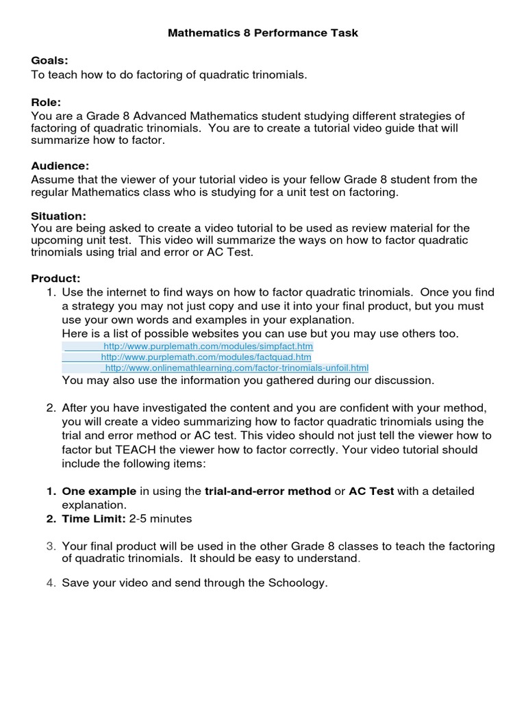 A Step-by-Step Guide to Factoring Quadratic Trinomials | PDF ...
