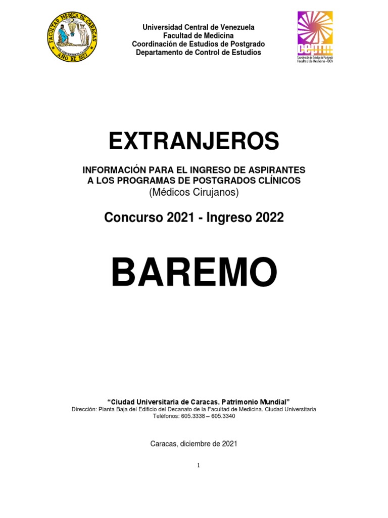 Baremo Extranjeros 2021 | PDF | Prueba (evaluación) | Universidad