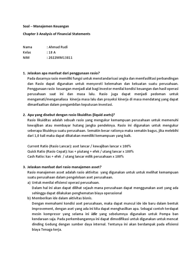 Tugas Chapter 3 - Manajemen Keuangan | PDF | Pengelolaan Keuangan & Uang