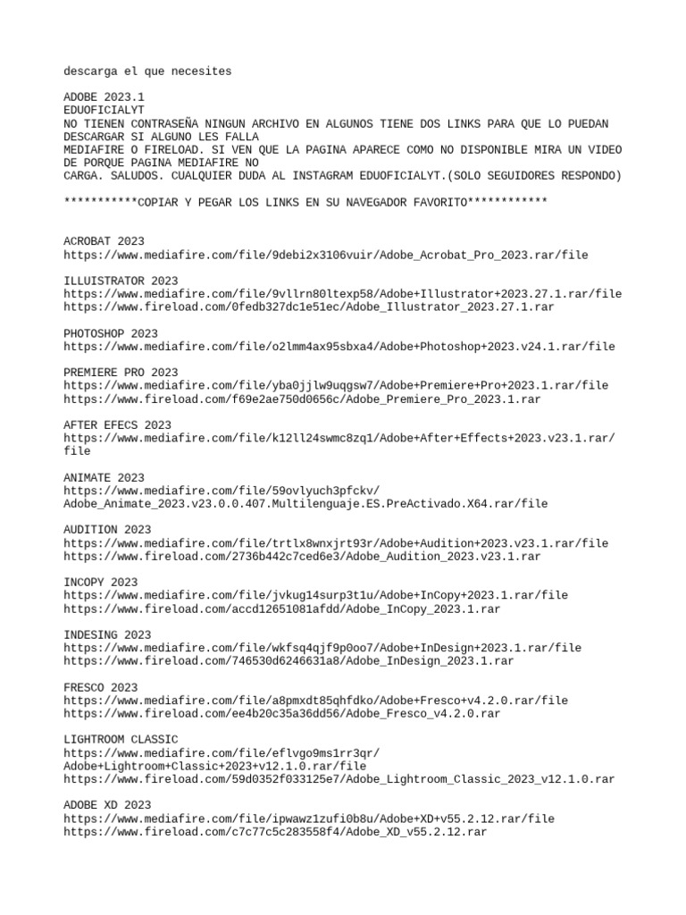 Link de Los Programas | PDF | Adobe Creative Suite | Software