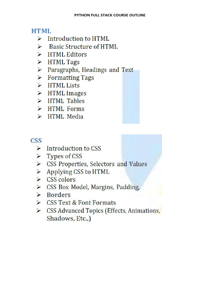 PythonFullstack Course Otuline | PDF