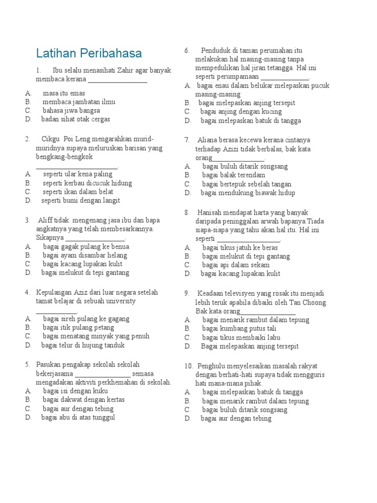 Latihan Peribahasa | PDF