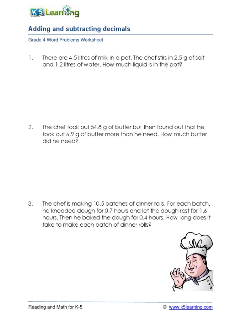 Grade 4 Word Problems Decimals A | PDF