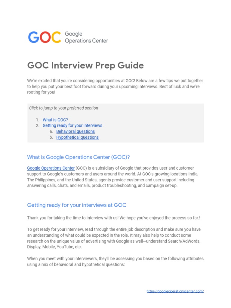 GOC Interview Prep Guide | PDF | Leadership | Cognition