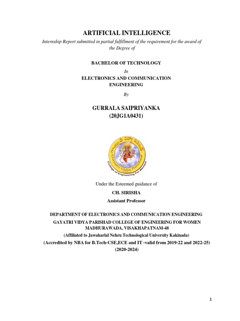 An Internship Report on Artificial Intelligence: Learning Python Libraries and Their ...