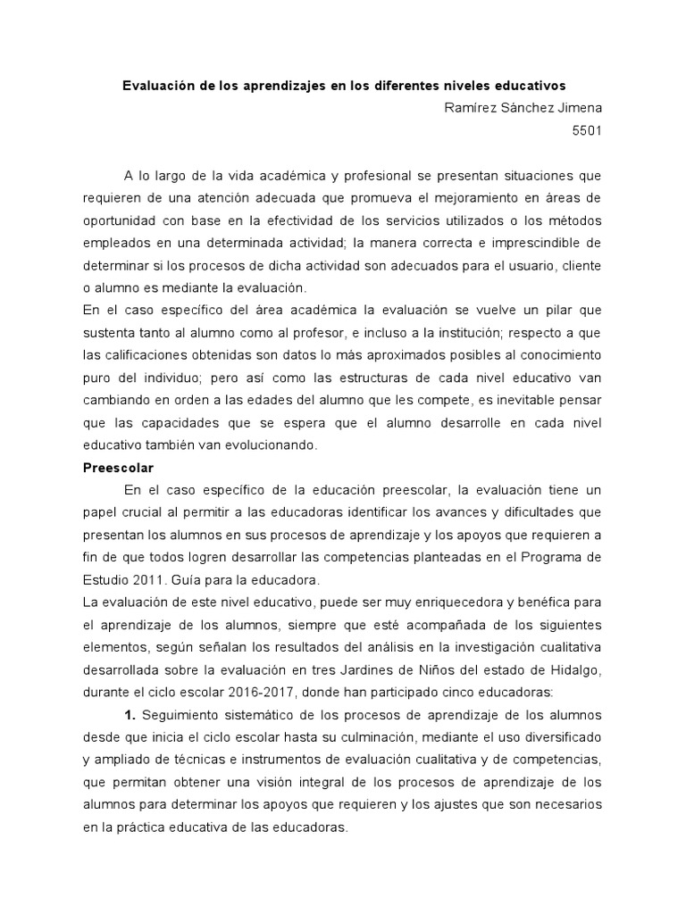 Tarea de Educativa. Evaluación | PDF | Evaluación | Aprendizaje