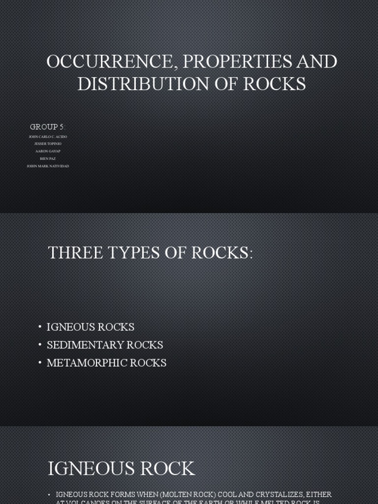 Occurrence Properties and Distribution of Rocks | PDF | Rock (Geology ...