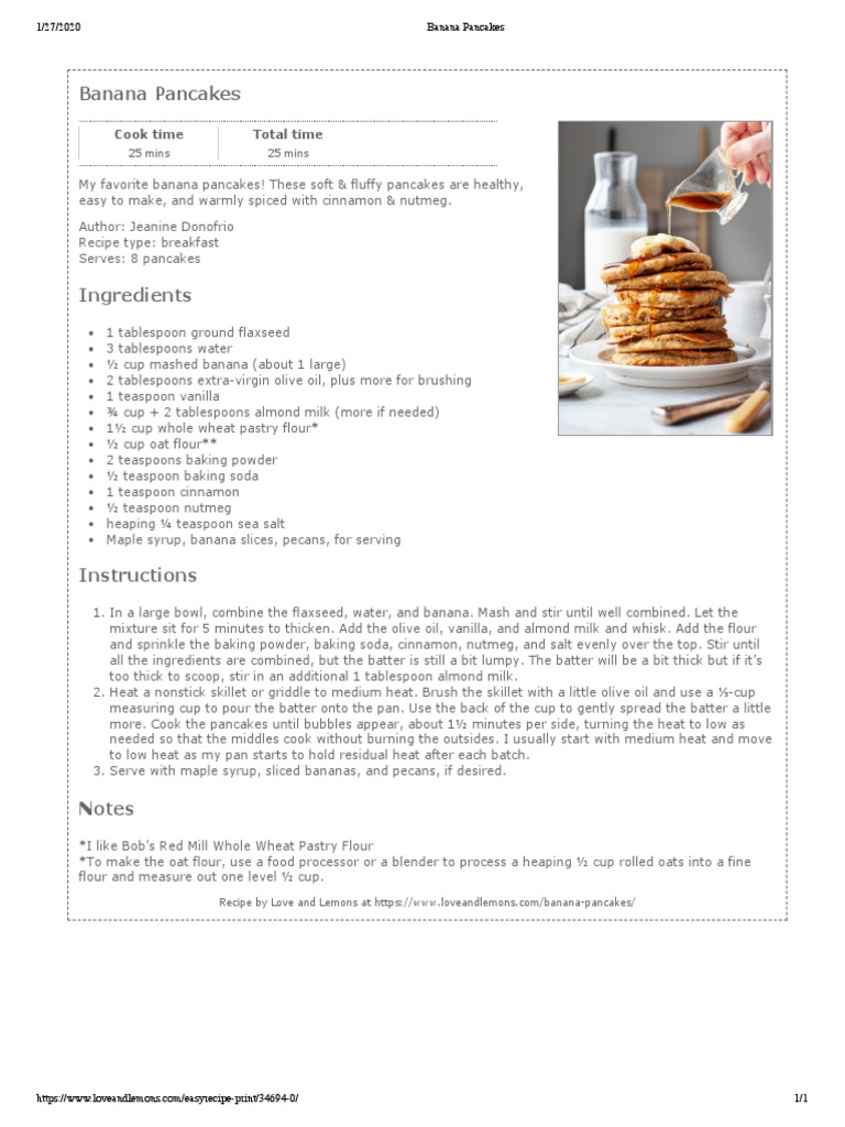 Banana Pancakes | PDF | Pancake | Teaspoon