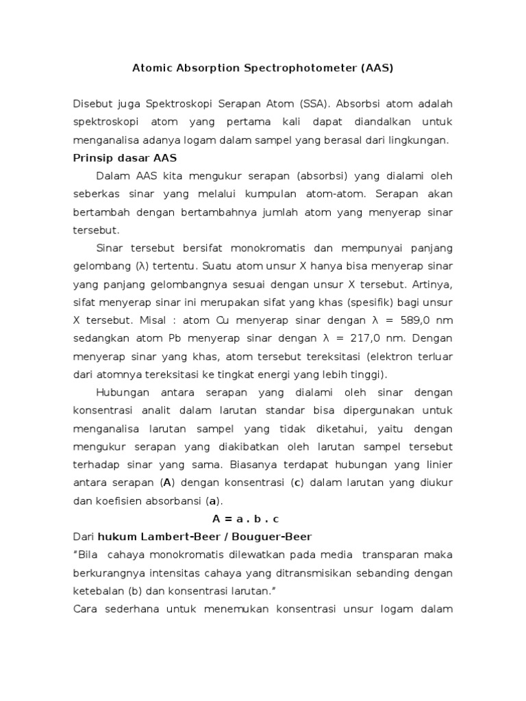 AAS, Komponen & Metode | PDF