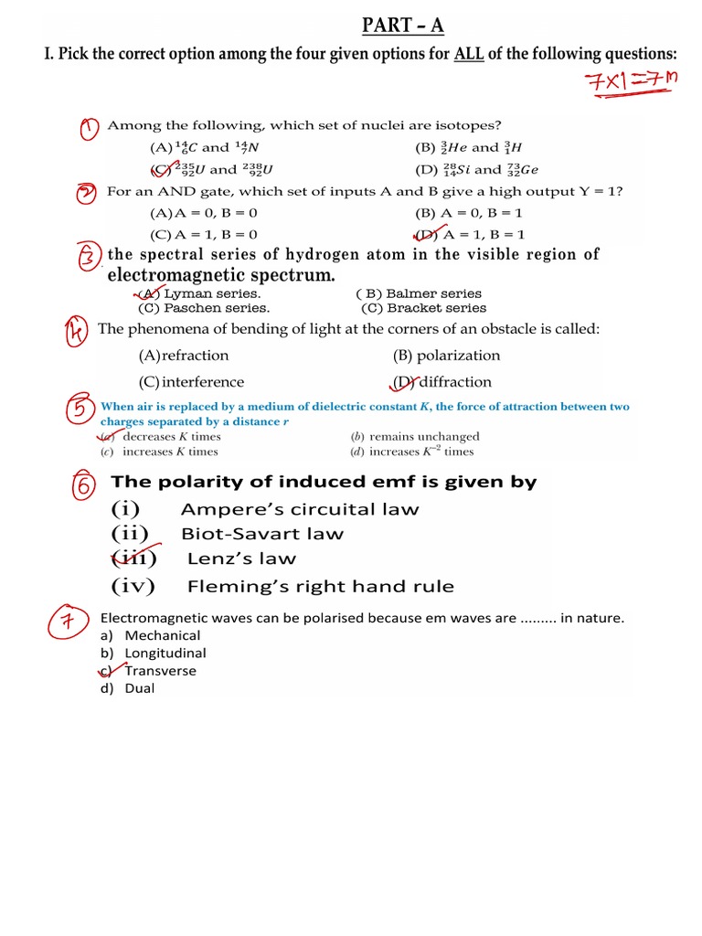 Physics Exam on Spectral Series and Electromagnetism | PDF | Physical ...