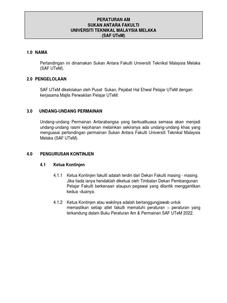 Peraturan Am Saf 2022 | PDF