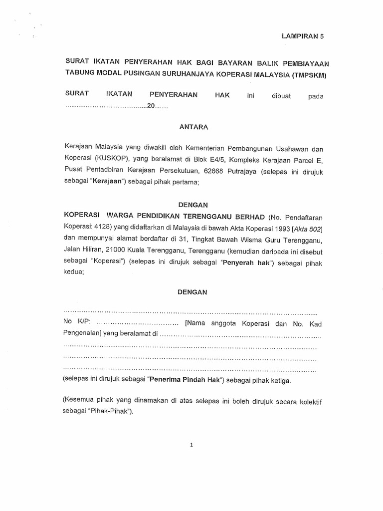 Surat Ikatan Serah Hak | PDF