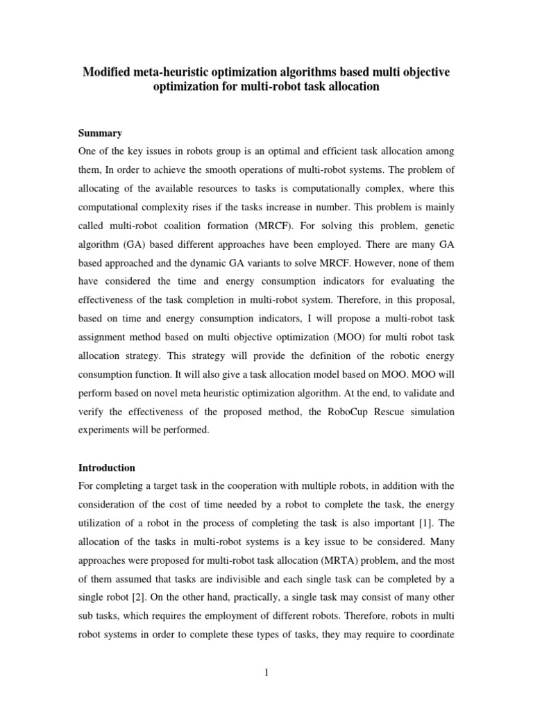 Research Proposal Pdf Mathematical Optimization Metaheuristic 