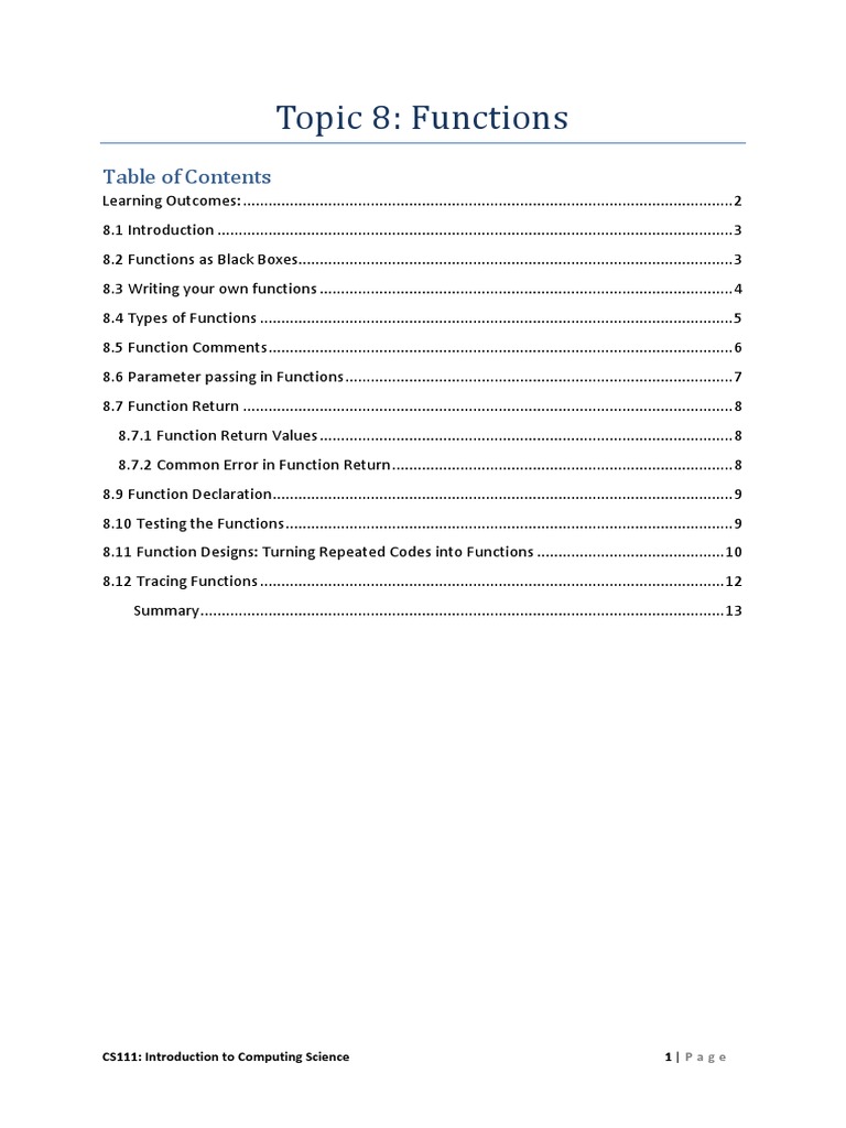 Week 8 Reading | PDF | Subroutine | Parameter (Computer Programming)