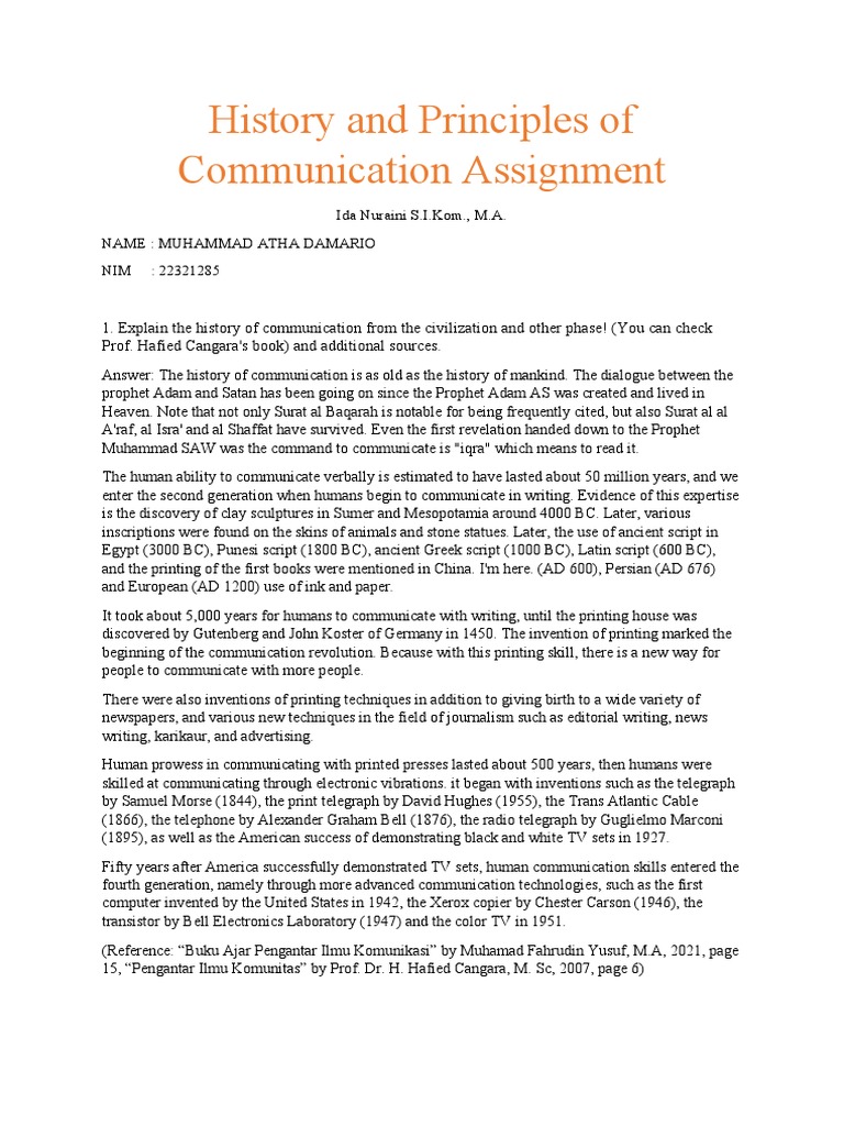 History and Principles of Communication Assignment | PDF ...