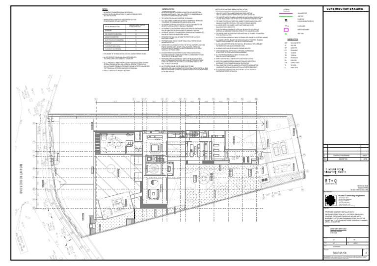 Construction Drawing: Legend Notes For Sanitary Piping Installation ...