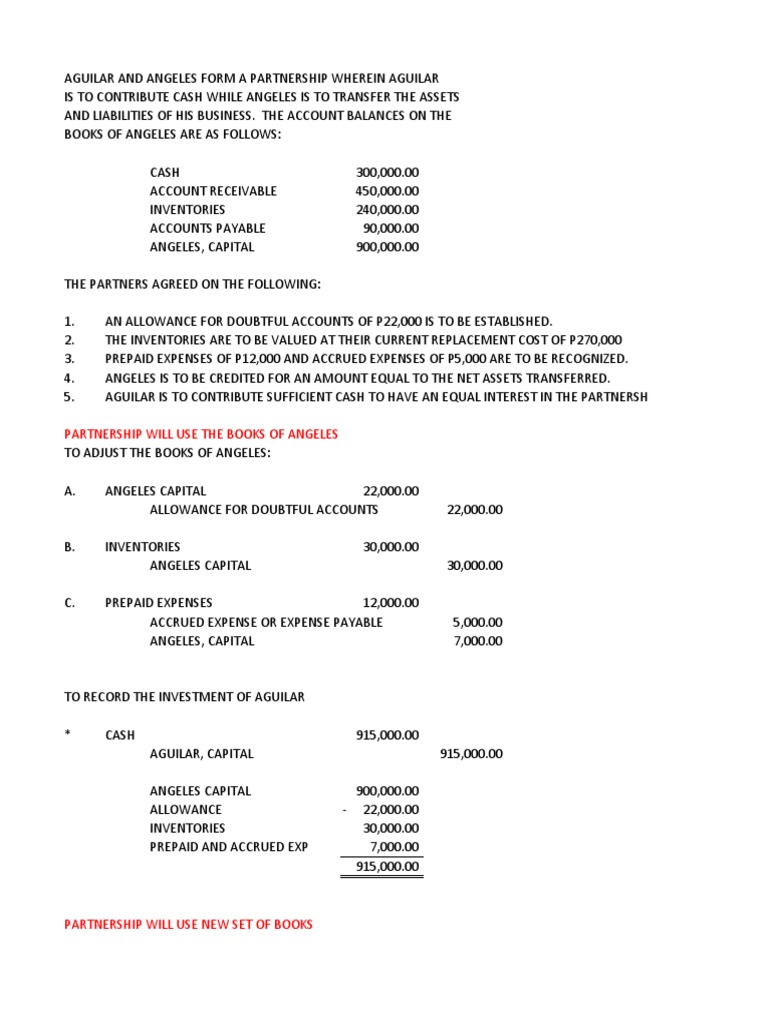 Illustrative Problems Formation of Partnership | PDF | Book Value | Expense