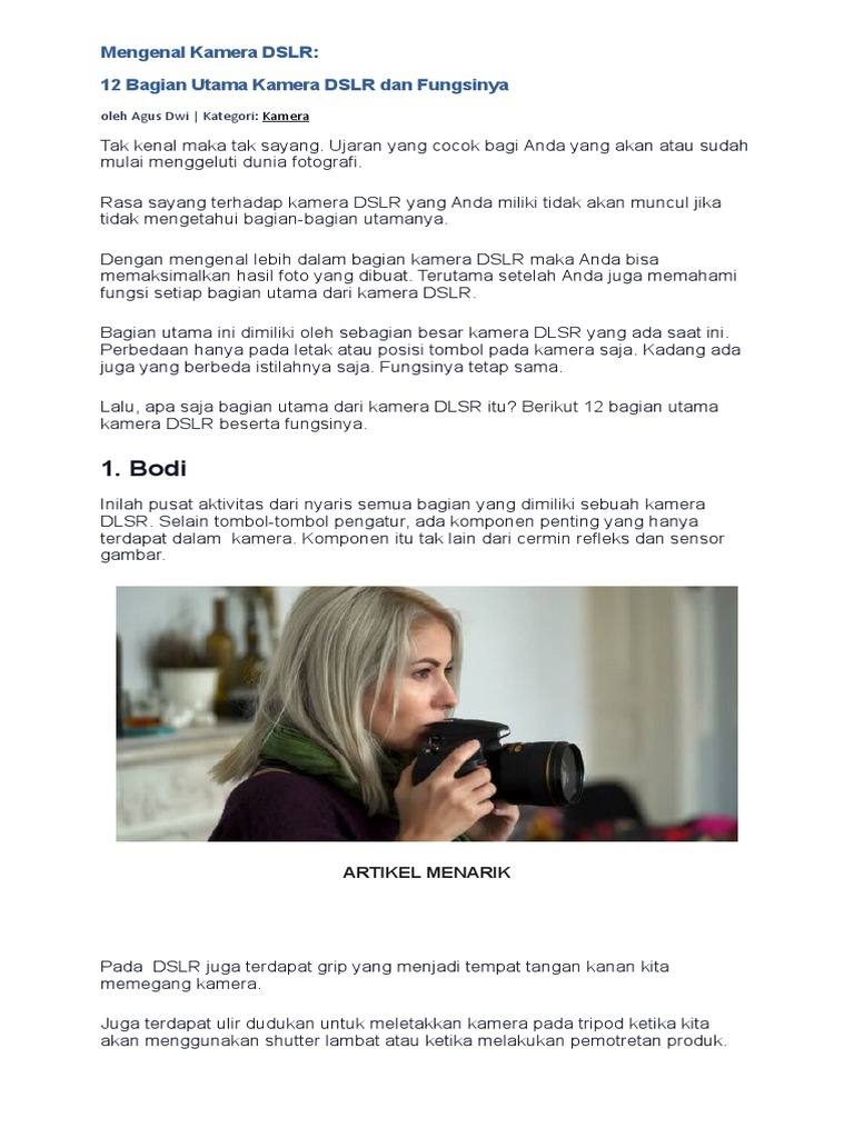 Bagian-Bagian Kamera DSLR | PDF
