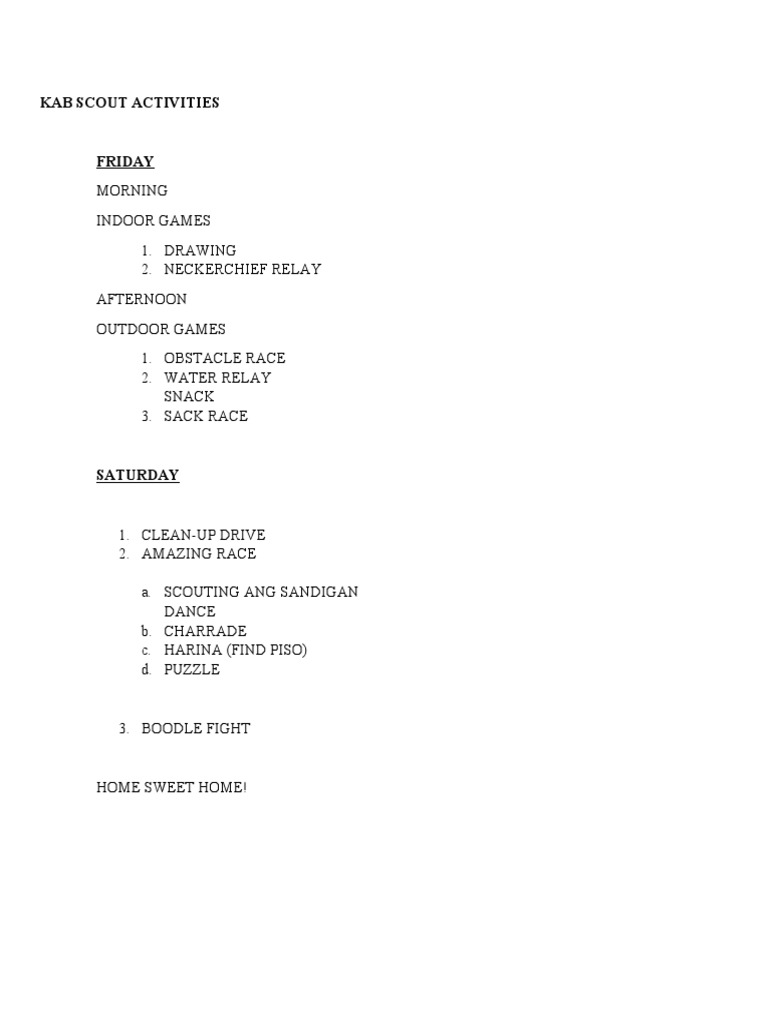 Kab Scout Activities | PDF