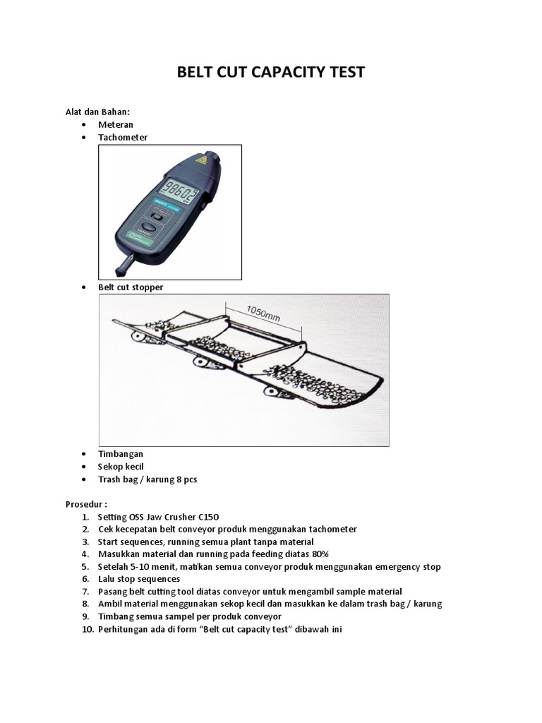 Prosedur Belt Cut Capacity Test | PDF