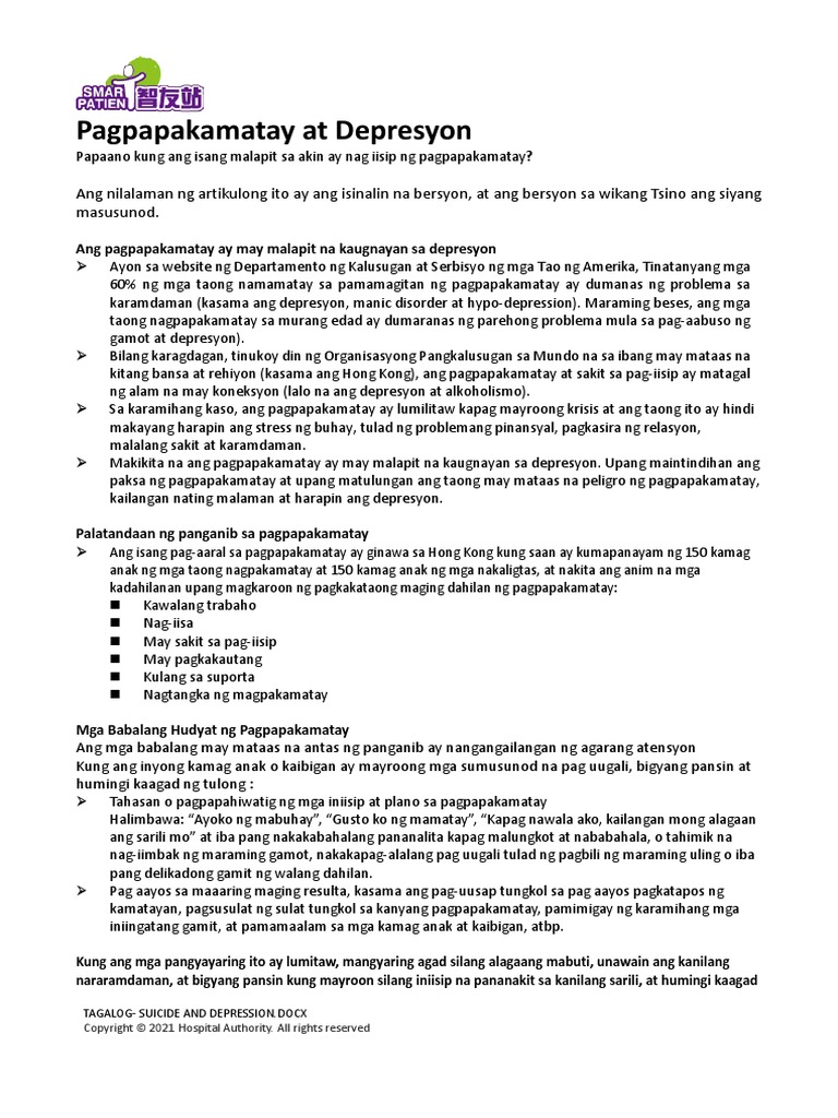Tagalog Suicide and Depression | PDF