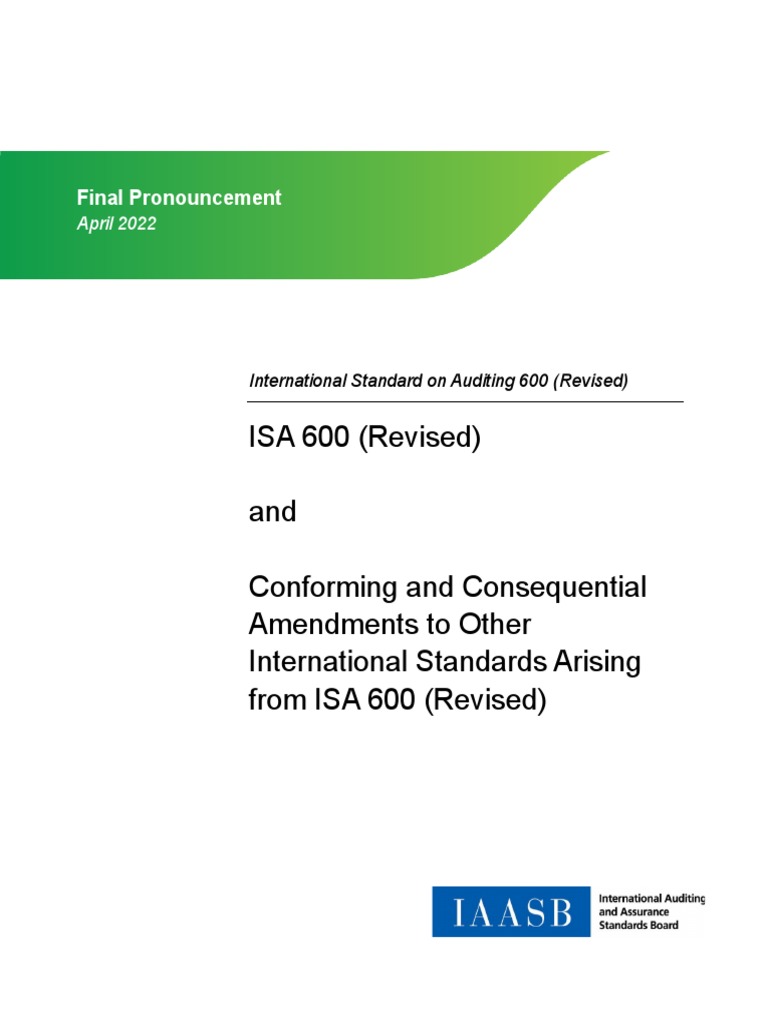 Iaasb Isa 600 Revised | PDF | Audit | Financial Audit