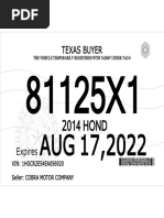 Texas Temporary License Plate Template | PDF | Motor Vehicle | Vehicles