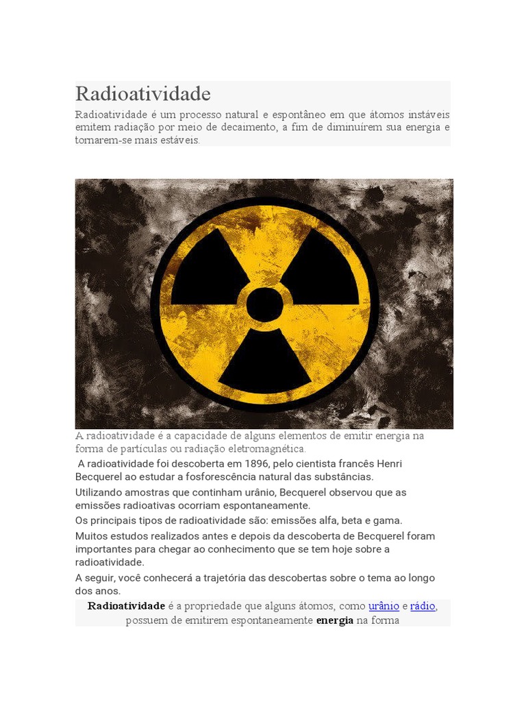 Química | PDF | Radioatividade | Nêutron
