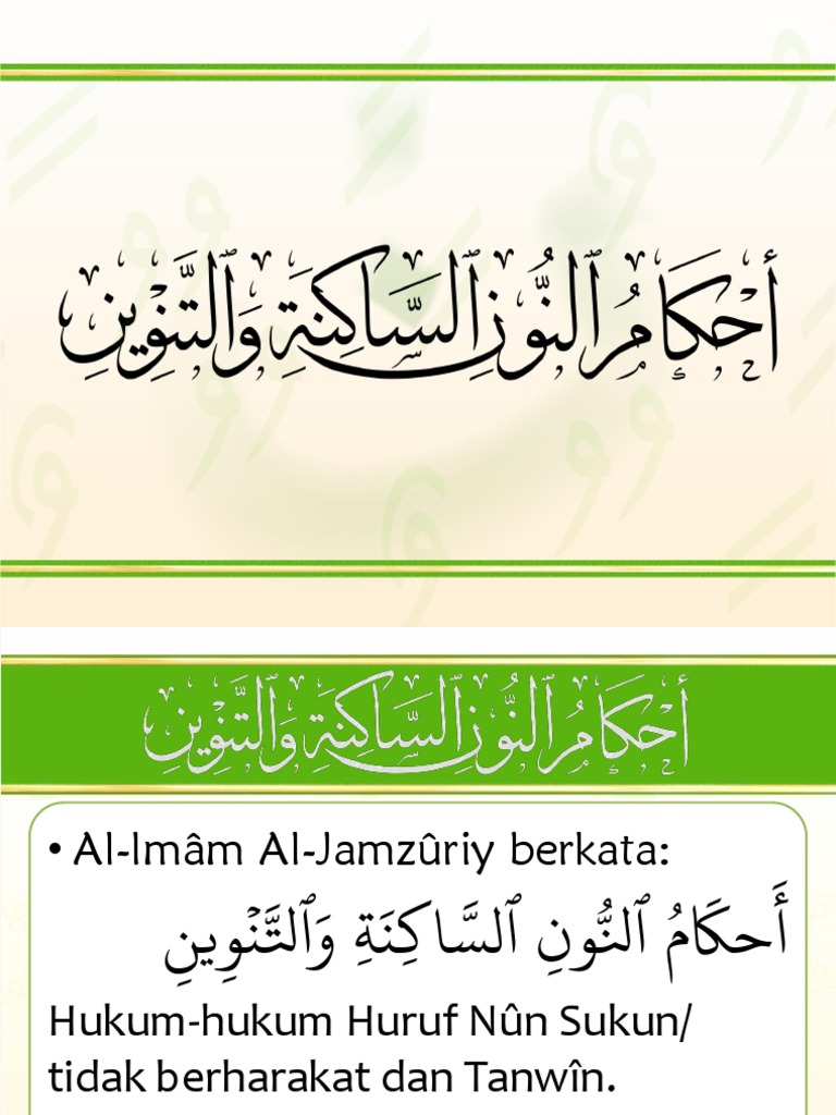 Hukum Nûn Sakinah dan Tanwîn dalam Tajwid | PDF | Kajian Bahasa Asing ...