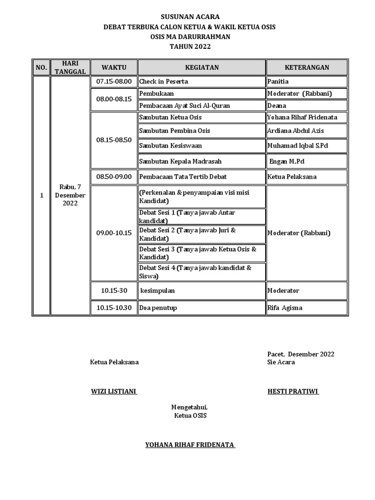 Susunan Acara Debat | PDF