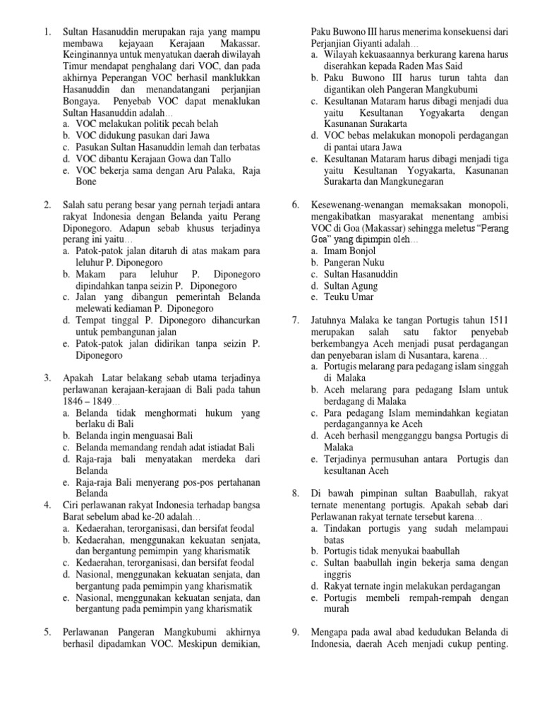 Kisi - Kisi PAS Sejarah Indonesia XI | PDF | Perjalanan