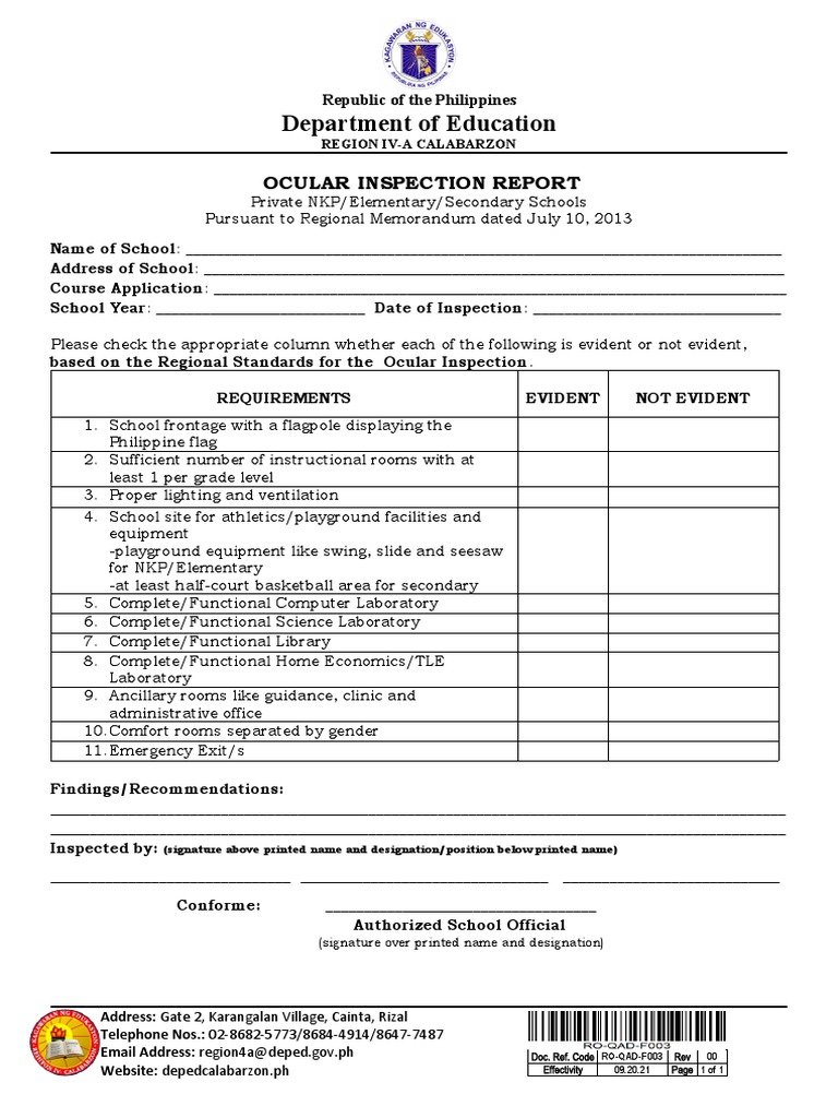 Ocular Inspection Report | PDF | Computing