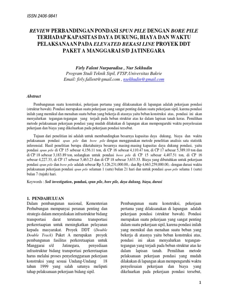 Terhadap Kapasitas Daya Dukung, Biaya Dan Waktu Pelaksanaan Pada Elevated Bekasi Line Proyek DDT ...