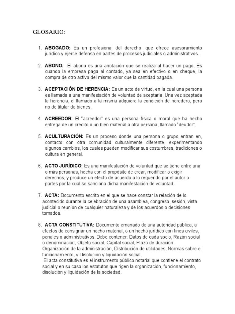 Glosario de Derecho | PDF | Pagos | Propiedad