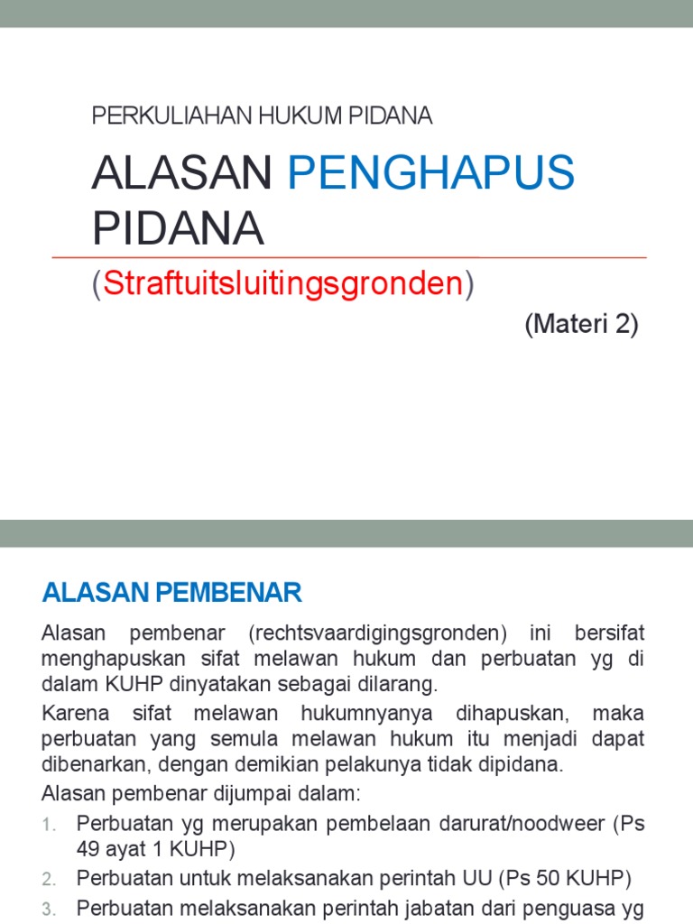 Alasan Penghapus Pidana (Materi 2) | PDF | Filsafat