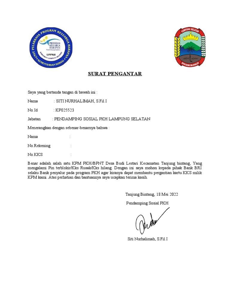 Surat Pengantar Ke Bri | PDF