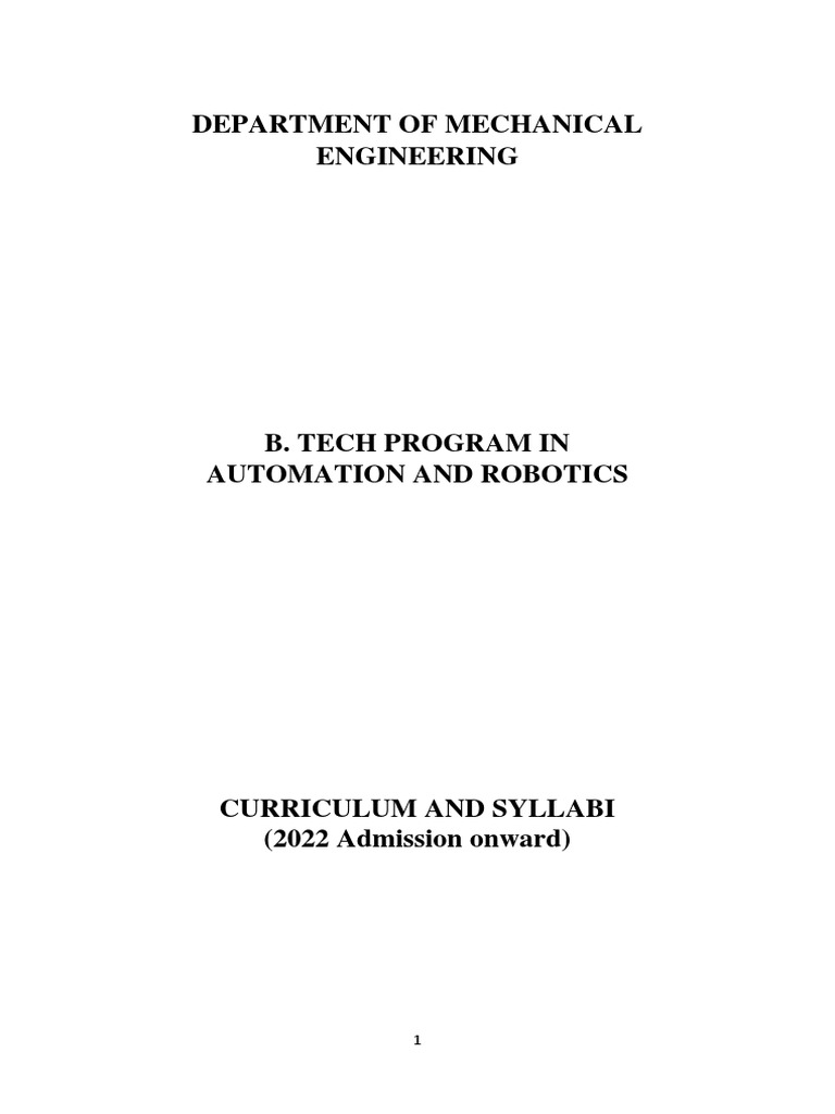 Amrita Btech Automation Robotics Curriculum Syllabus 2022 | PDF | Force | Heat Transfer