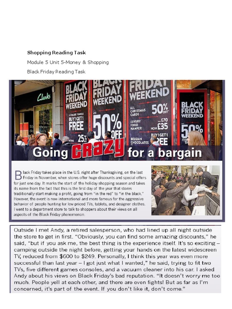 Black Friday Reading Worksheet | PDF