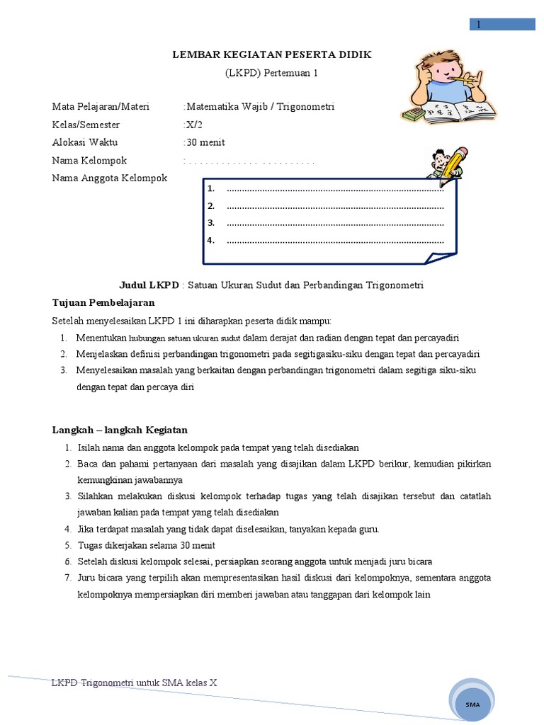 LKPD Trigonometri Kelas X SMA | PDF