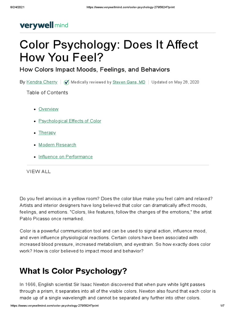 Color Psychology 2795824 | PDF | Color | Emotions