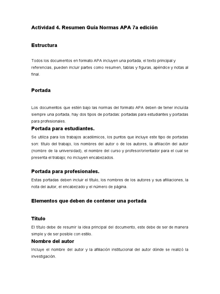 Portada APA 7 para Estudiantes | PDF | Estilo apa | Autor