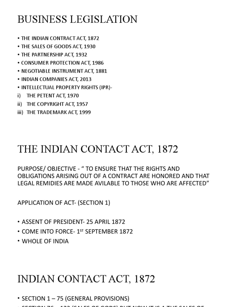 1.objective and Application of Indian Contact Act, 1872 | PDF ...