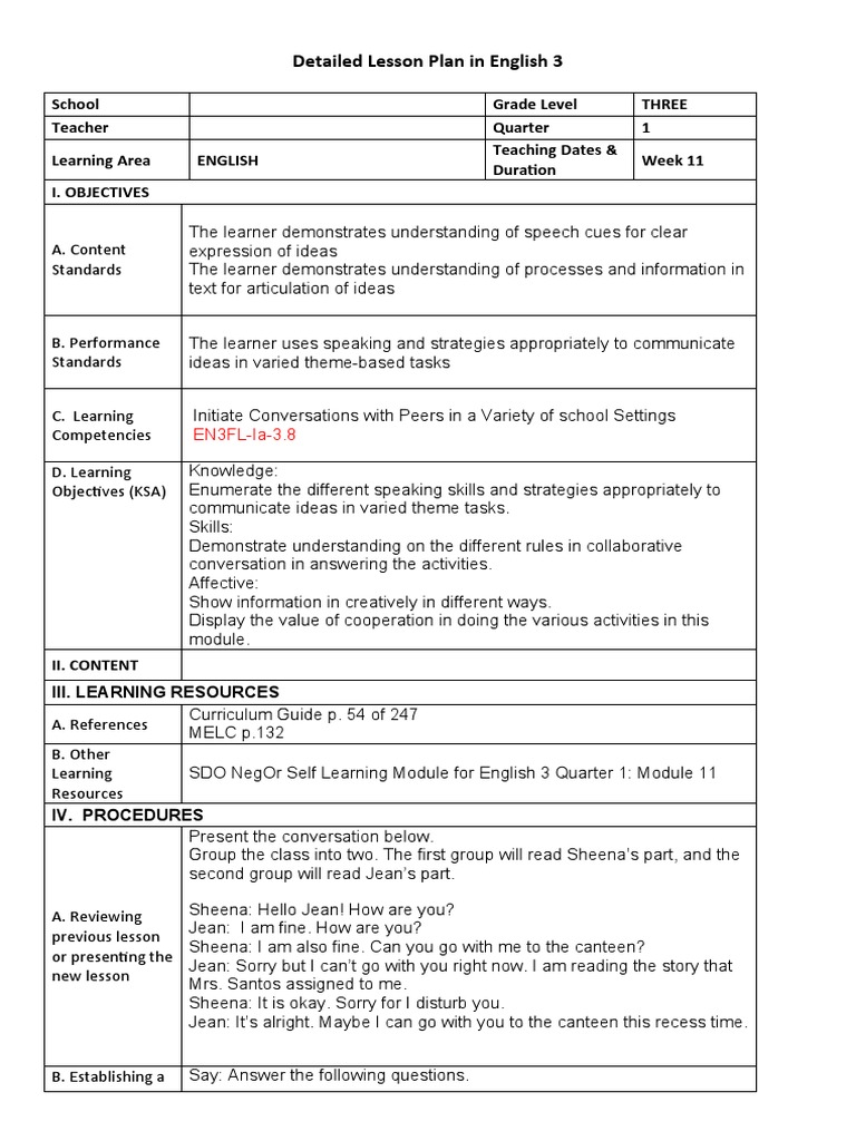 Eng 3 Q1Wk11 | PDF | Learning | Conversation
