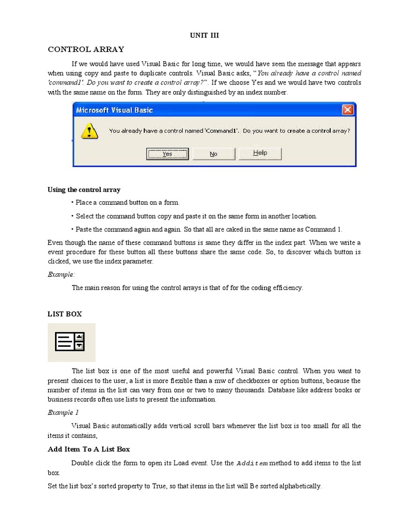 Vb Unit Iii Pdf Control Flow Software Engineering