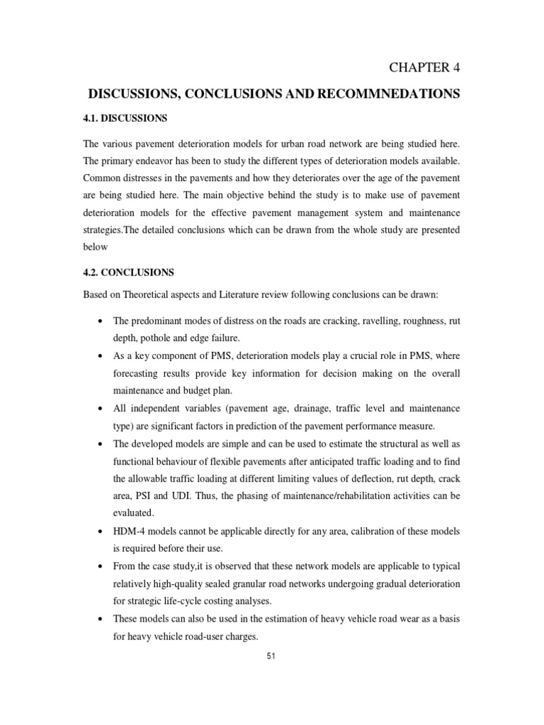 Discussions, Conclusions and Recommnedations | PDF | Road Surface | Road