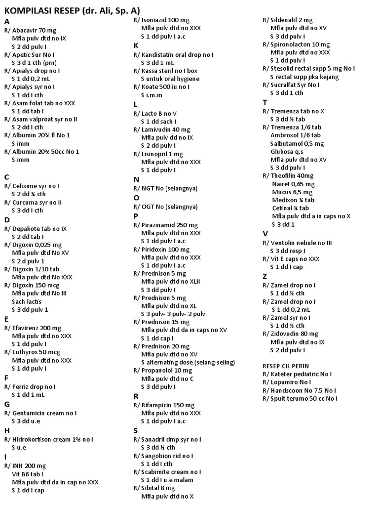 Kompilasi Resep (Updated) | PDF | Pharmaceutical Sciences | Pharmacy