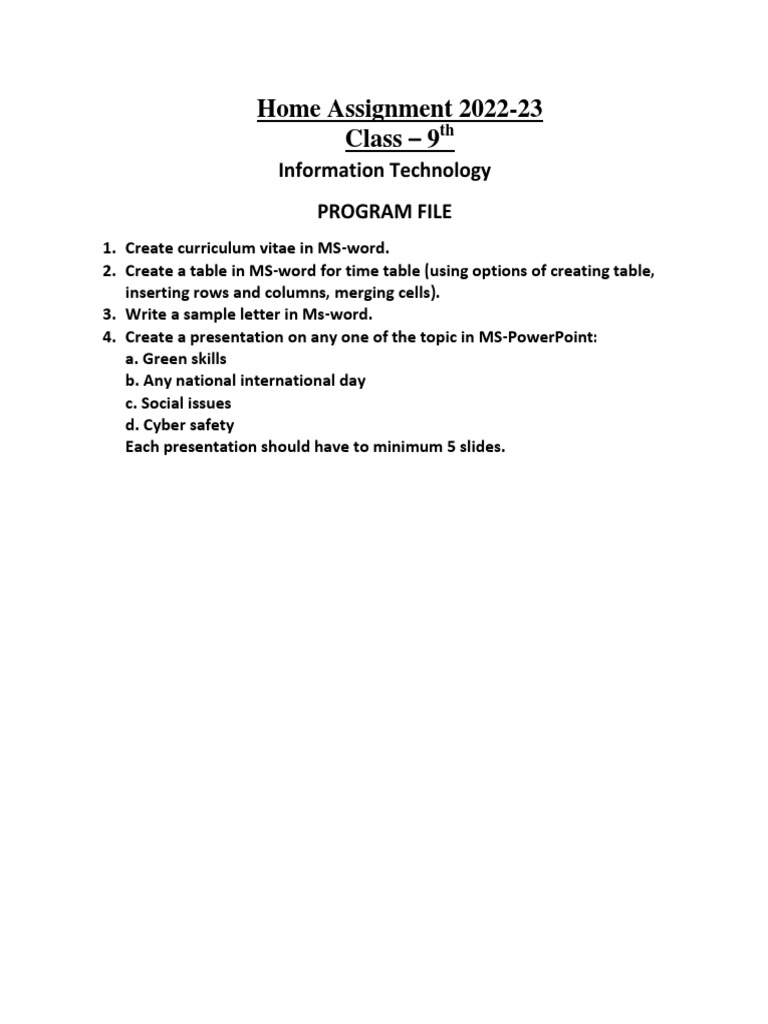 Information & Technology Assignment | PDF