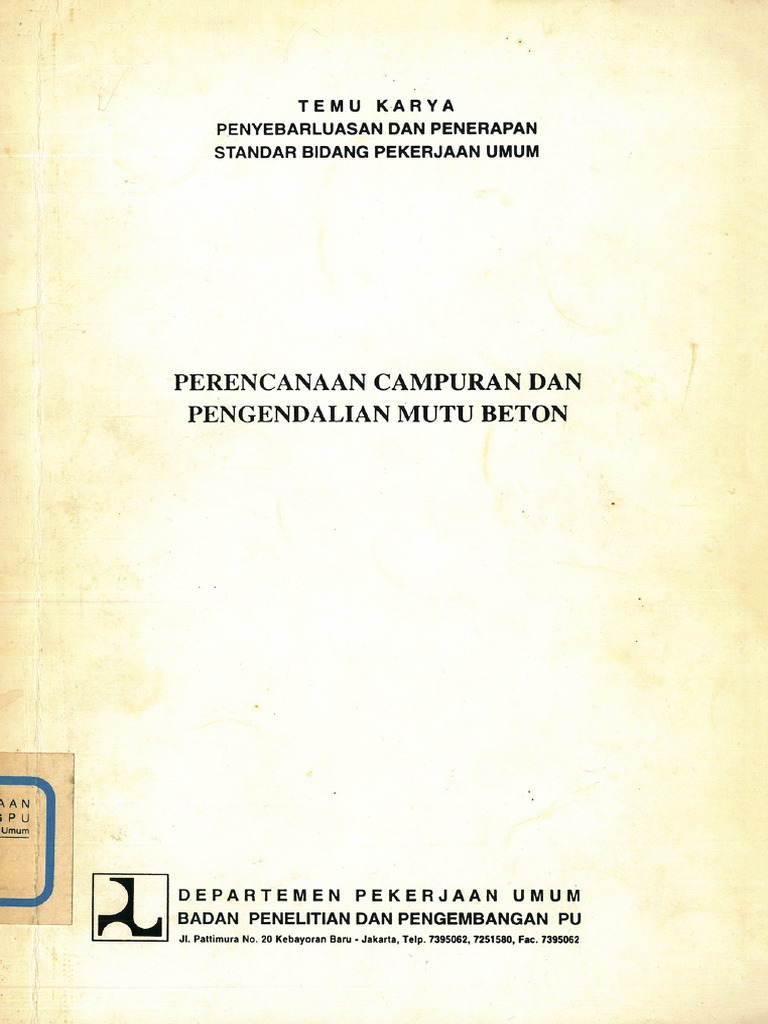 Perencanaan Campuran Dan Pengendalian Mutu Beton DL6G7 | PDF