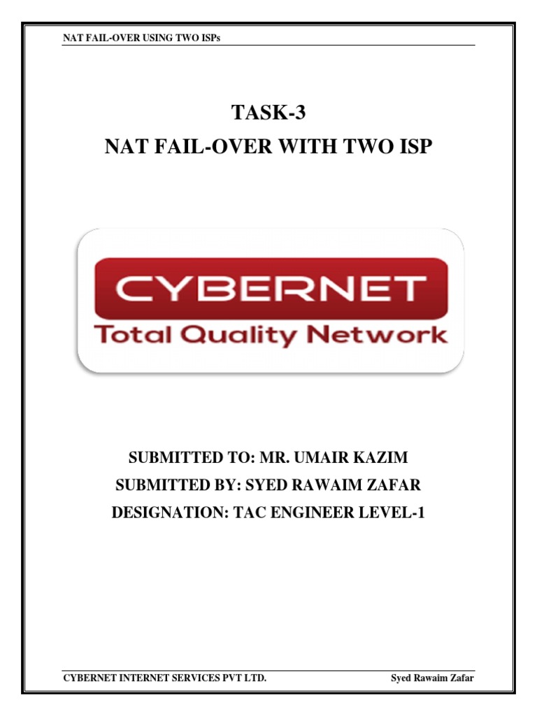 Task-3 - NAT Failover With Two ISP | PDF | Ip Address | Routing